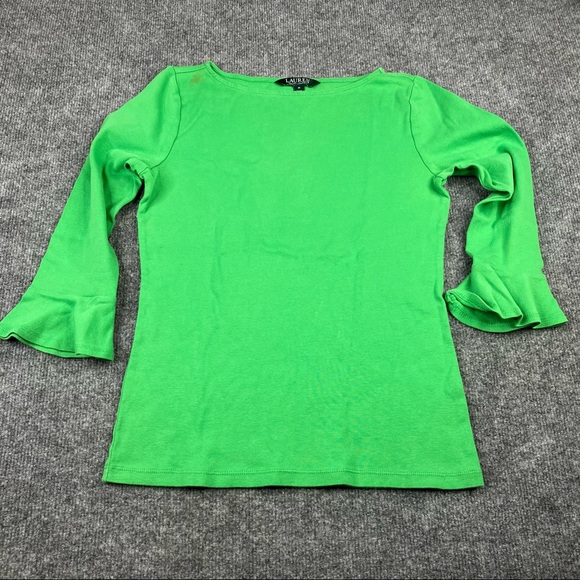 Lauren Ralph Lauren | Tops | Women Ralph Lauren Green Top Flare Arms ...
